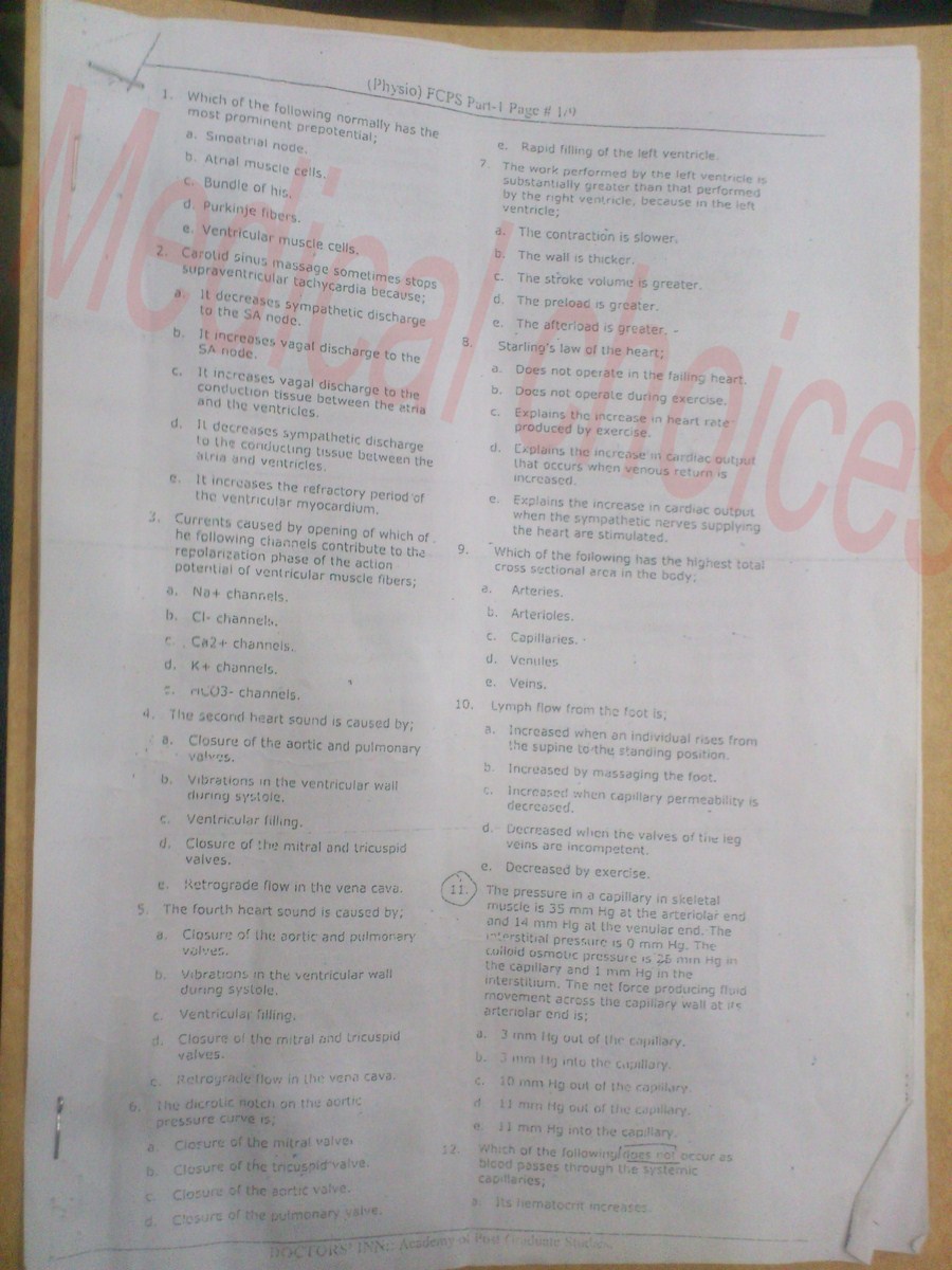 FCPS Part 1 Past Papers Original | MEDICAL CHOICES